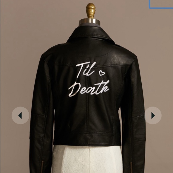 David's Bridal | Jackets & Coats | Til Death Davids Bridal Black Vegan ...